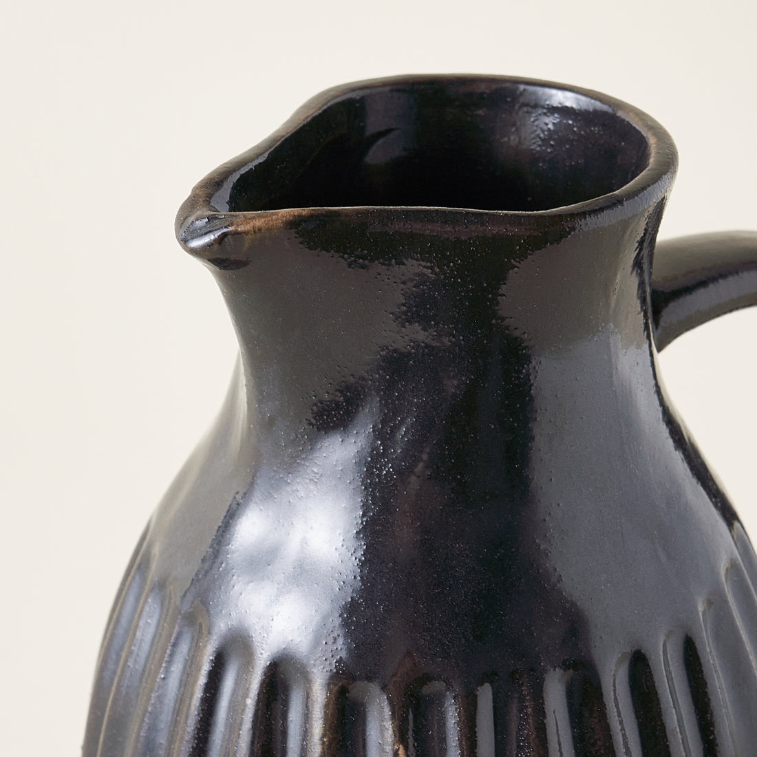 Matte Black Stoneware Pitcher